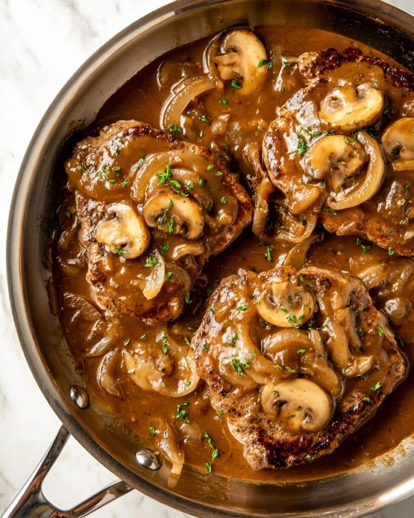 Creamy Mushroom Onion Cube Steak Gravy - Delicious Comfort Food