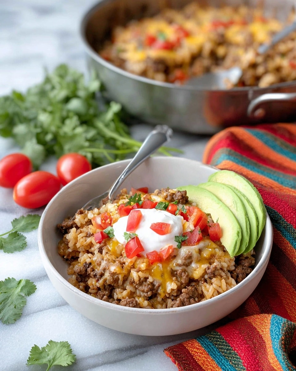 Mexican Cauliflower Rice with Ground Beef & Cheddar - Easy & Flavorful
