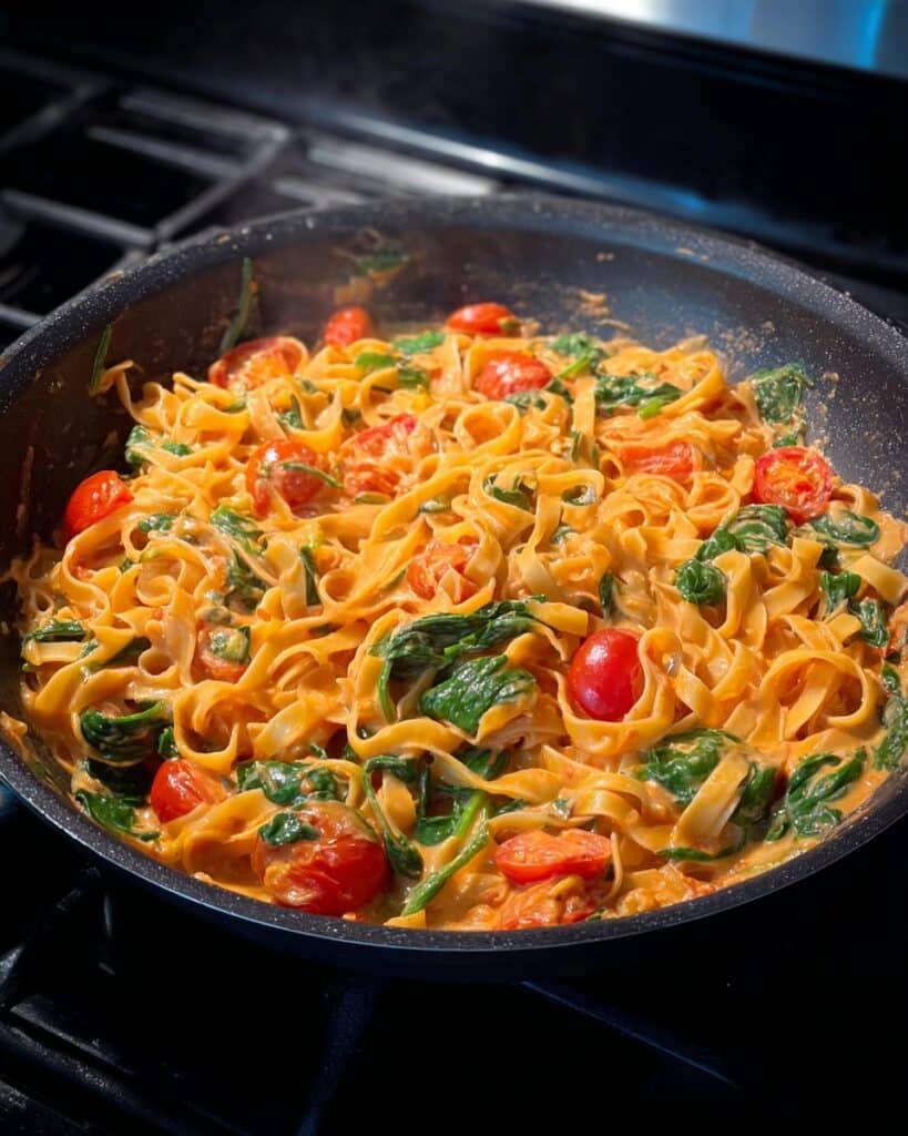 One-Pan Creamy Tomato Spinach Pasta: Easy & Delicious